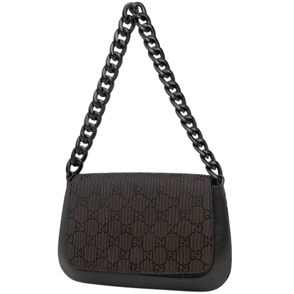Gucci | Bags | Gucci Gg Pattern Plastic Chain Shoulder Bag Pleated ...